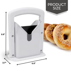 BELMAKS Bagel Cutter Slicer, White, Stainless Steel, Adjustable Blade, Ergonomic Design, Ideal for Home and Commercial Use