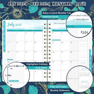 2024 Planner - Planner 2024, Jan.2024 - Dec.2024, 6.4" x 8.5", 2024 Planner Weekly and Monthly, Calendar Planner with Inner Pocket, Elastic Closure, Spiral Bound