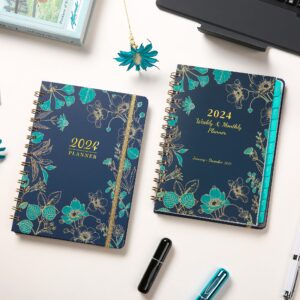 2024 Planner - Planner 2024, Jan.2024 - Dec.2024, 6.4" x 8.5", 2024 Planner Weekly and Monthly, Calendar Planner with Inner Pocket, Elastic Closure, Spiral Bound