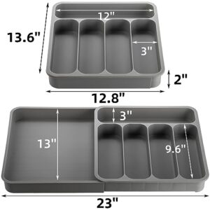 Pumtus 2 Pack Expandable Cutlery Drawer Organizer, Adjustable Kitchen Utensil Tray Set, 6 Compartment Flatware Storage Divider, Kitchen Organization for Utensils, Cutlery, Flatware Storage