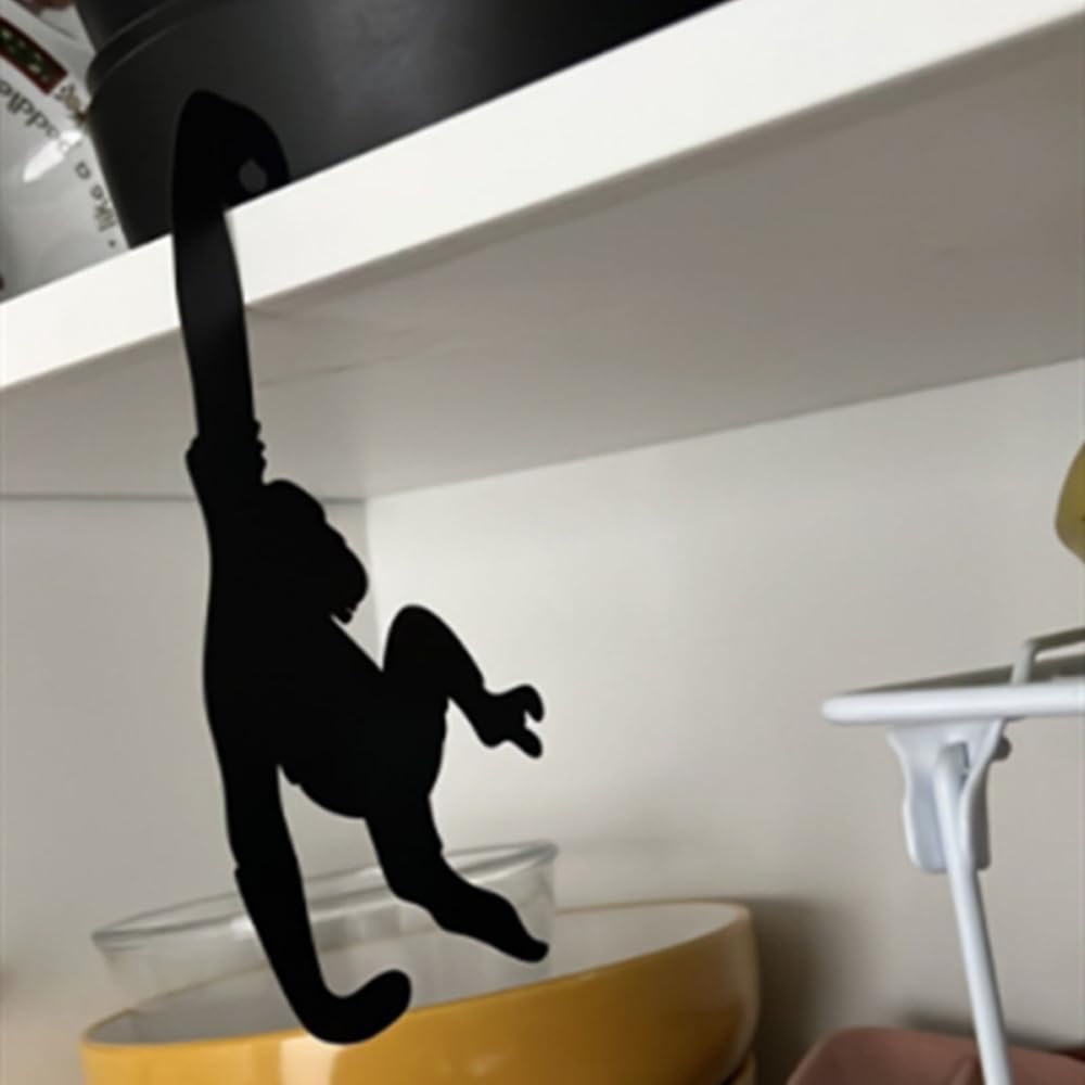 ARNCR 2 Pcs Monkey Banana Holder Monkey Banana Tree Stand Modern Banana Hanger Tree Stand Monkey Shaped Banana Hanger Under Cabinet Suspending Organizer for Bananas