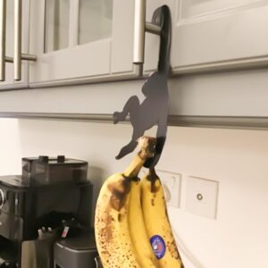 ARNCR 2 Pcs Monkey Banana Holder Monkey Banana Tree Stand Modern Banana Hanger Tree Stand Monkey Shaped Banana Hanger Under Cabinet Suspending Organizer for Bananas