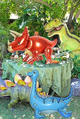 WEIKA Standing 3D Dinosaur Balloon, Cute Self Dino Aluminium Foil Balloons,Triceratops Red, Jungle Party, Dinosaur Party Decorations, Dinosaur Birthday Party Supplies