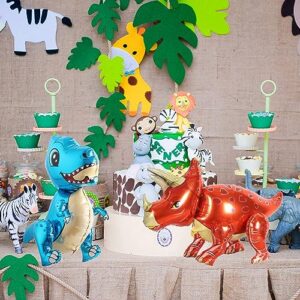 WEIKA Standing 3D Dinosaur Balloon, Cute Self Dino Aluminium Foil Balloons,Triceratops Red, Jungle Party, Dinosaur Party Decorations, Dinosaur Birthday Party Supplies