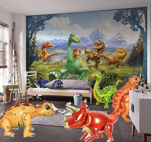 WEIKA Standing 3D Dinosaur Balloon, Cute Self Dino Aluminium Foil Balloons,Triceratops Red, Jungle Party, Dinosaur Party Decorations, Dinosaur Birthday Party Supplies