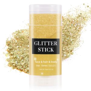 meicoly gold body glitter stick,music festival outfits for women,face glitter gel festival accessories,chunky glitter face paint,mermaid sequin hair glitter makeup,sparkle body glitter for women kids