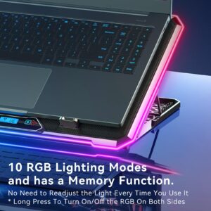 KYOLLY RGB Laptop Cooling Pad Gaming Laptop Cooler, Laptop Fan Cooling Stand with 13 Quiet Cooling Fans for 15.6-17.3 inch laptops, 9 Height Stand, LED Lights & LCD Screen, 2 USB Ports, Lap Desk Use