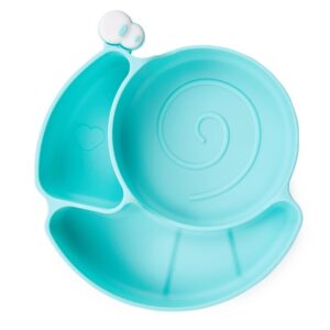 matyz silicone suction plate baby feeding plates with suction (blue) - divided plates for kids non slip - 100% food grade silicone toddler plates unbreakable plates microwave safe and dishwasher safe