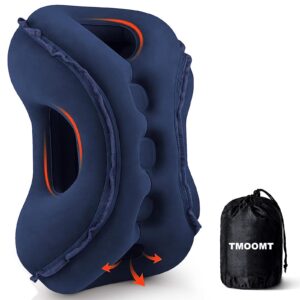 inflatable travel pillow, airplane neck pillow comfortably supports head and chin, travel pillow for sleeping airplane - avoid neck & shoulder pain, used for airplanes/cars/buses/trains/office napping