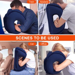 Inflatable Travel Pillow, Airplane Neck Pillow Comfortably Supports Head and Chin, Travel Pillow for Sleeping Airplane - Avoid Neck & Shoulder Pain, Used for Airplanes/Cars/Buses/Trains/Office Napping