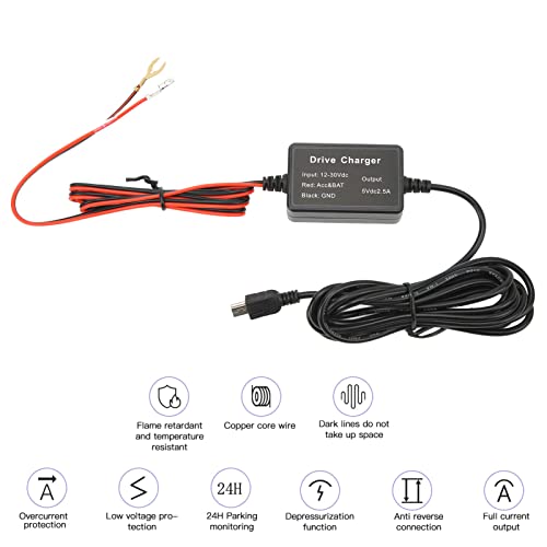 Dashcam Hardwiring Kit, Mirror Cam Hard Wire Kit Flexible for Radar Detector