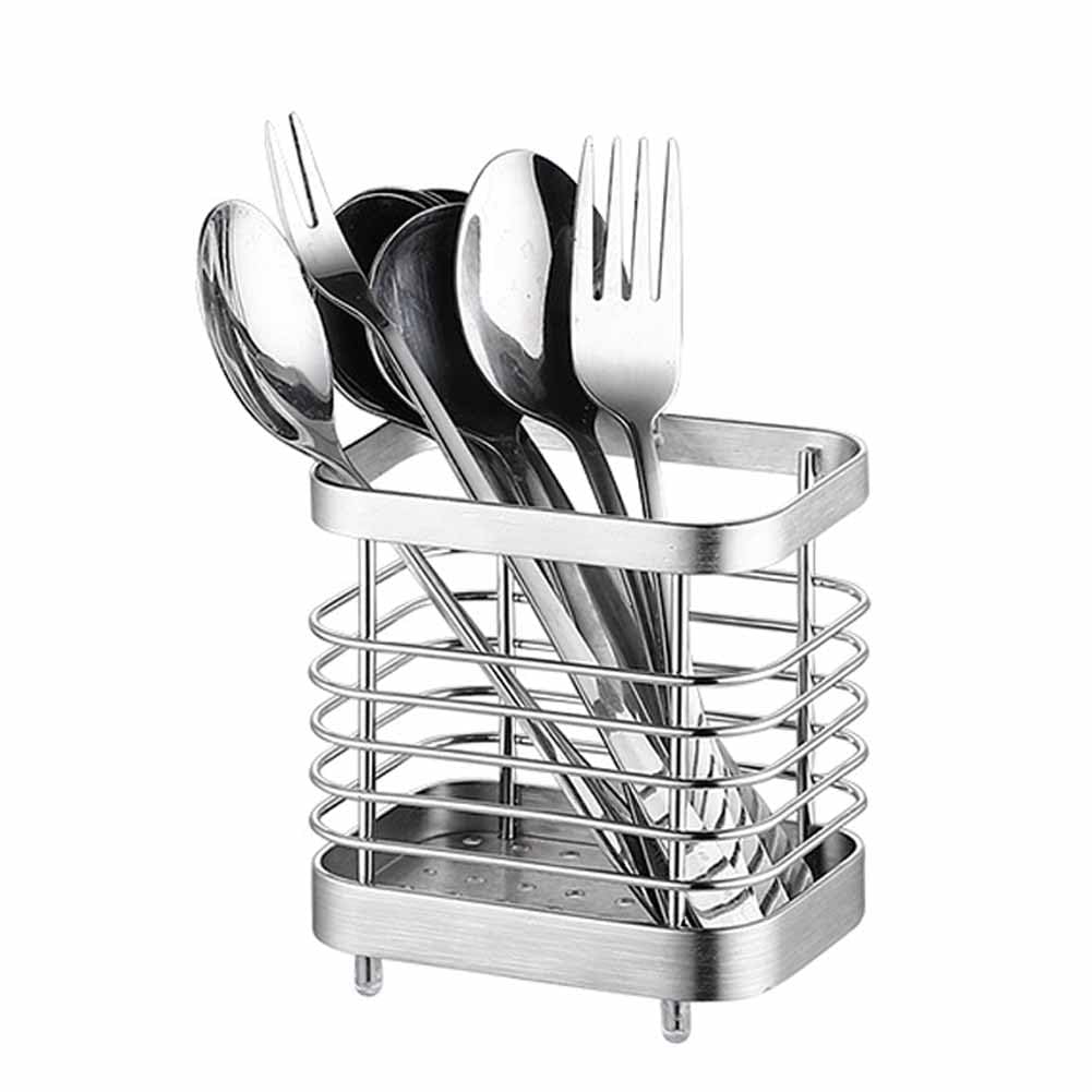 Teensery Stainless Steel Utensil Holder Chopstick Holder Silverware Drying Rack Kitchen Flatware Storage Organizer for Restaurant Kitchen Countertop, 1 Piece