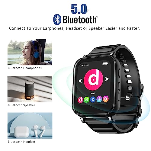 MP3 Player with Bluetooth 5.0, Portable 32GB Sport MP3 Player Touch Screen Walkman with FM Radio Stopwatch Pedometer Voice Recorder for Kids Running Ultralight Wearable Small Music mp3 Player