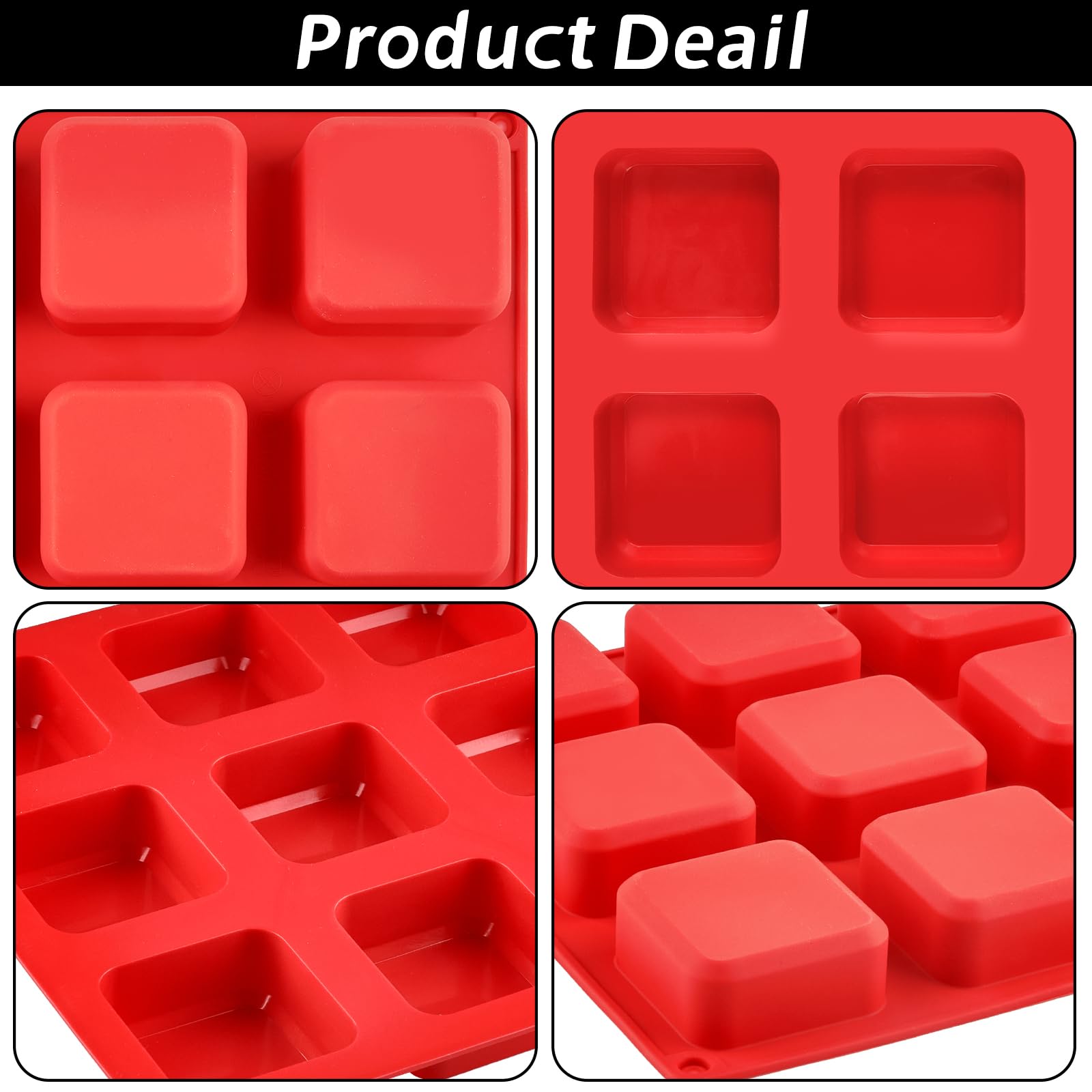 JOERSH 2 PCS Square Molds Silicone for Brownie Bites, 9-Cavity Silicone Brownie Pan All Edges for Fudges, Mini Muffins and Cakes