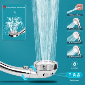 High Pressure Handheld Shower Head with ON/OFF Pause Switch,3 Spray Modes Water Saving Detachable Shower Head with Adjustable Holder and Long Hose,Perfect For Pet Washing&Baby Bath