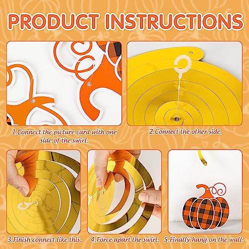 AnyDesign 36Pcs Pumpkin Hanging Swirl Decoration Kit Fall Hanging Foil Streamers with Pumpkin Cutout Cardboard Ornaments for Autumn Thanksgiving Classroom Ceiling Spiral Decor Party Supplies