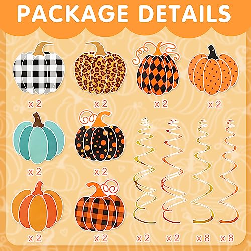 AnyDesign 36Pcs Pumpkin Hanging Swirl Decoration Kit Fall Hanging Foil Streamers with Pumpkin Cutout Cardboard Ornaments for Autumn Thanksgiving Classroom Ceiling Spiral Decor Party Supplies