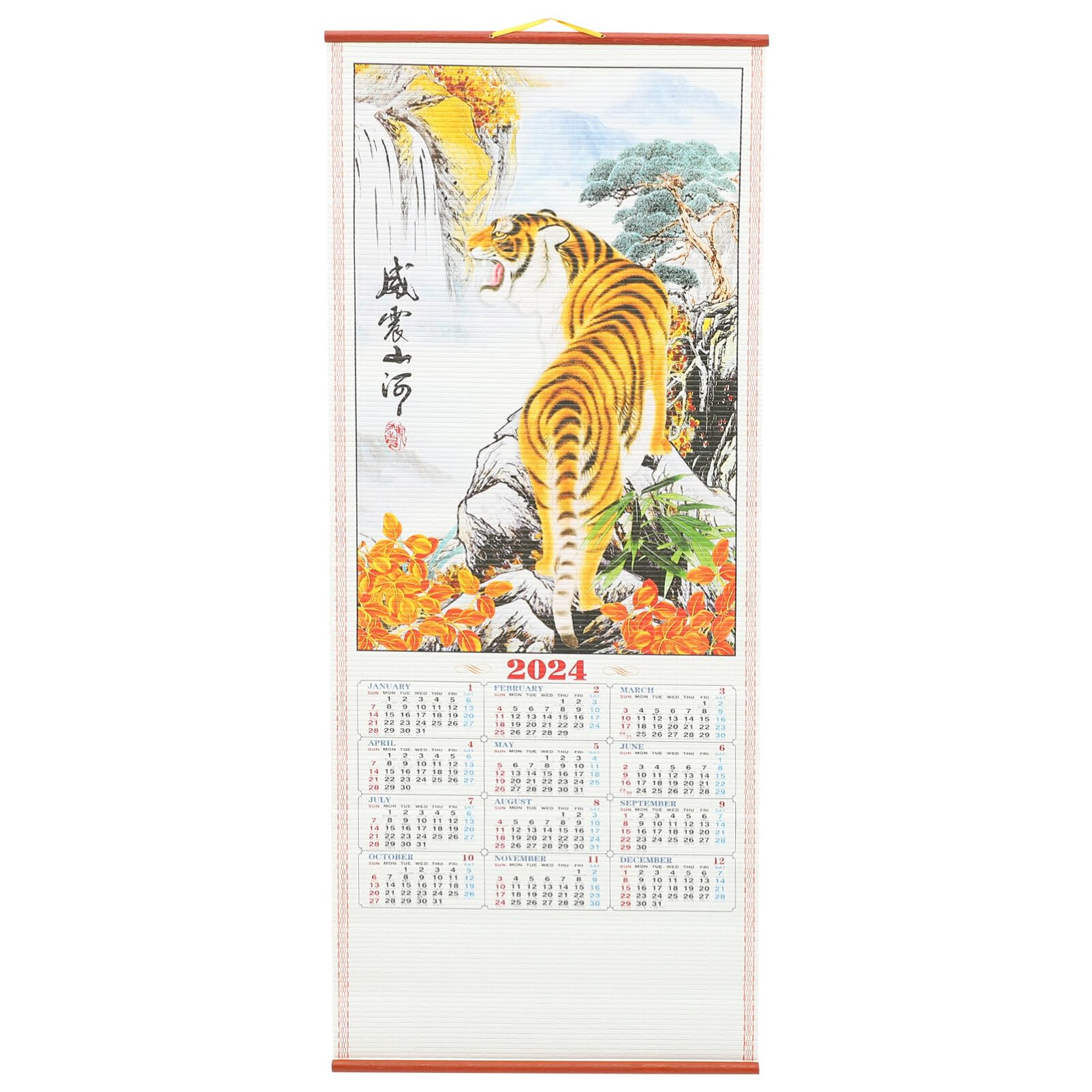 Garneck 2024 Chinese Wall Scroll Calendar, Paper Calendar Year of the Dragon Wall Calendar Chinese New Year Calendar Reel Calendar Planner