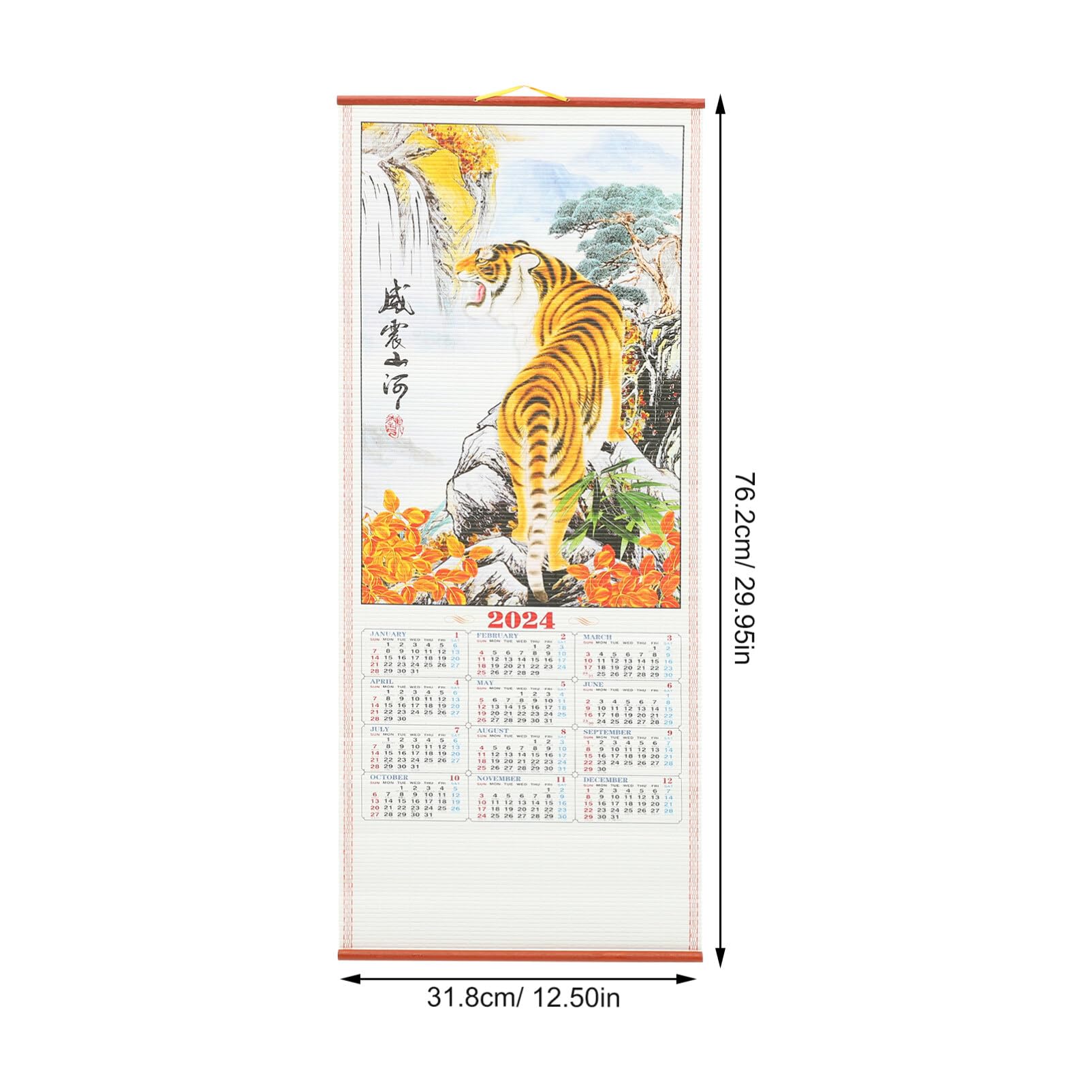 Garneck 2024 Chinese Wall Scroll Calendar, Paper Calendar Year of the Dragon Wall Calendar Chinese New Year Calendar Reel Calendar Planner