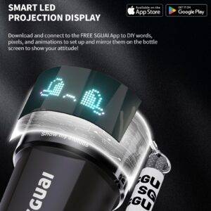 SGUAI Unique Smart Water Bottle - Smart Coffee Cup with LED Temperature & Pixel Display by APP Control, Smart Insulated Novelty Mug Water Flask for Unique Presents, 12oz (Black)