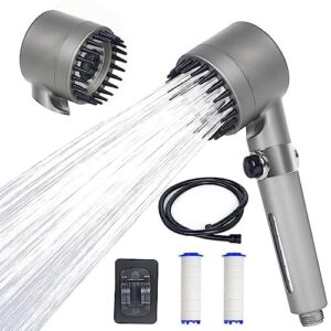 shower heads with handheld spray combo,high pressure shower heads,shower head filters,3 modes filtered shower head with hose 60'',bracket,rubber washers,apartment must haves