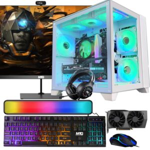 mtg khuno gaming tower pc- intel core i7 4th gen, rtx 3060 12gb 192 bits, 16gb rgb argb ram, 512gb nvme, 2tb hdd, 27 inch 165hz gaming monitor, gamer bundle combo, webcam, win 10 pro