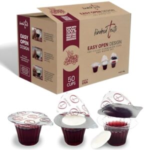 easy open 50 count pre-filled communion cups and wafer set by kindred truth with communion bread and juice included - by kindred truth