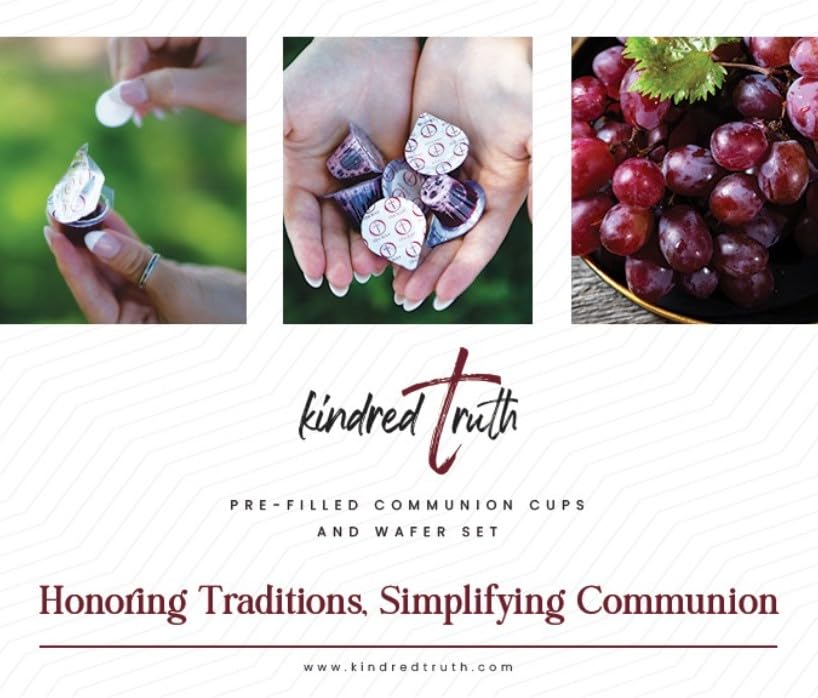 Easy Open 50 Count Pre-filled Communion Cups and Wafer Set by Kindred Truth with Communion Bread and Juice Included - by Kindred Truth