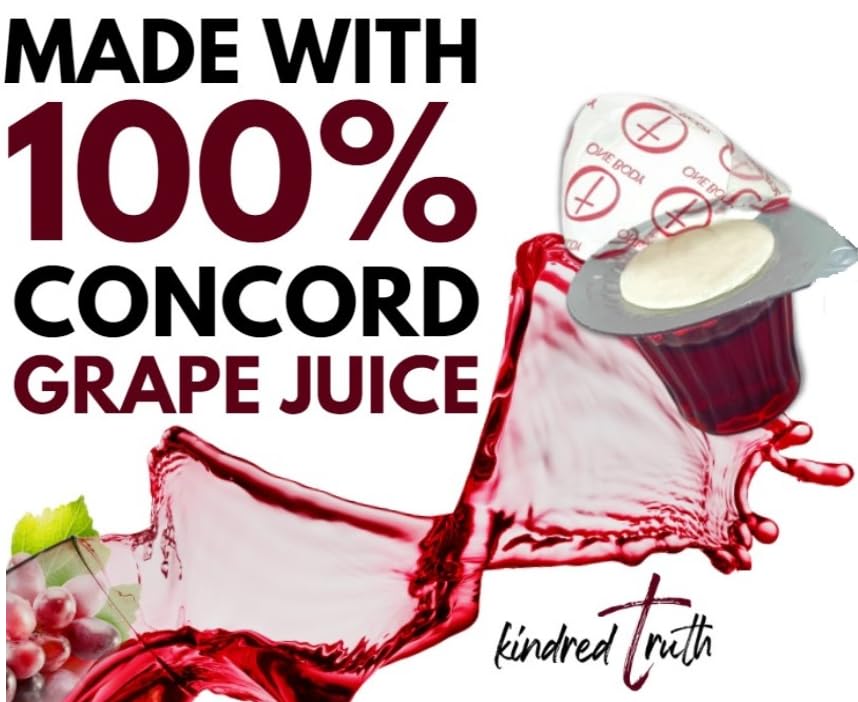 Easy Open 50 Count Pre-filled Communion Cups and Wafer Set by Kindred Truth with Communion Bread and Juice Included - by Kindred Truth