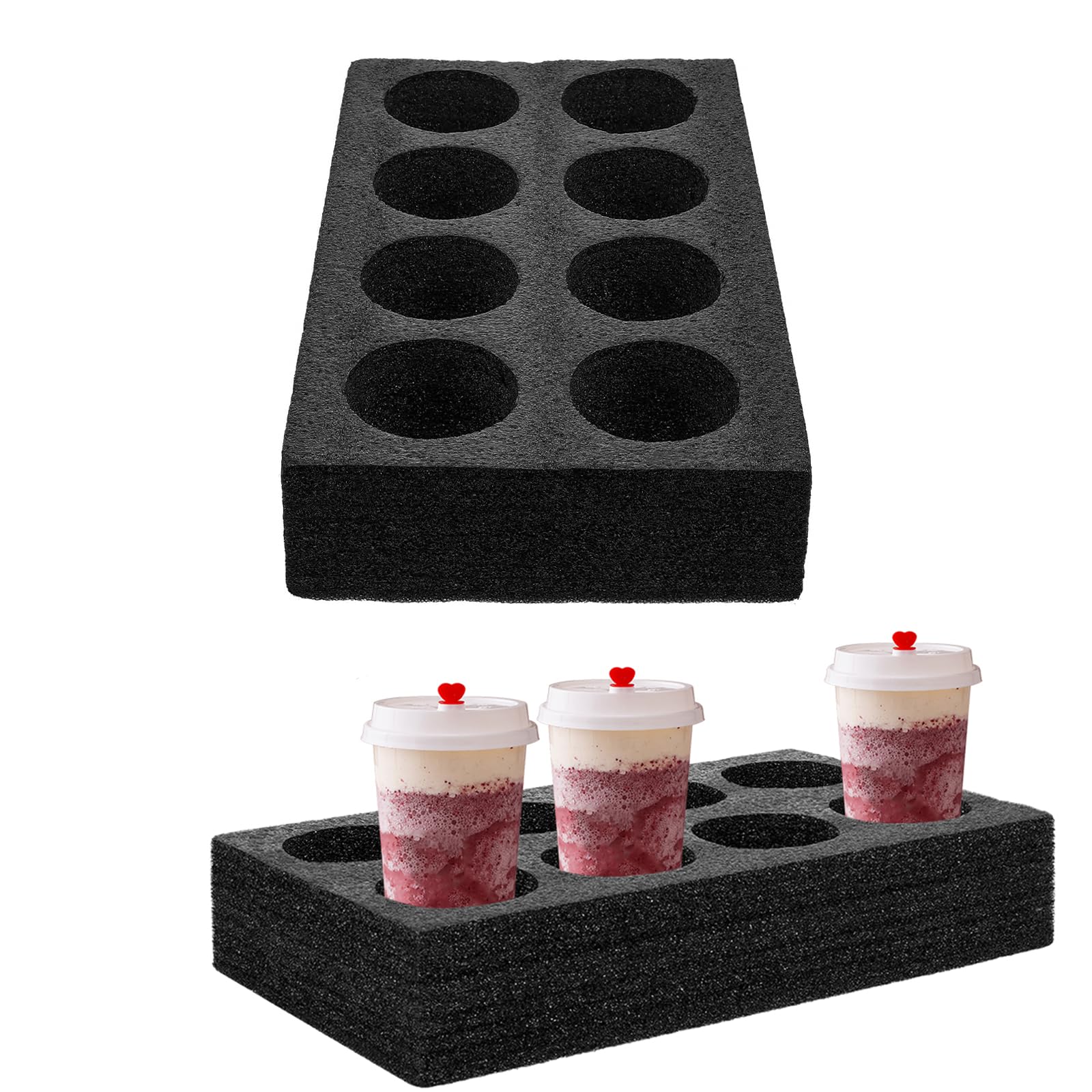 Foam Cup Holder Multi 8-Holes Take Out Cup Holder Tray Coffee Beverage Packing Delivery Tool for Camping Restaurant Refrigerator Home Decor Cup Fixing Holder