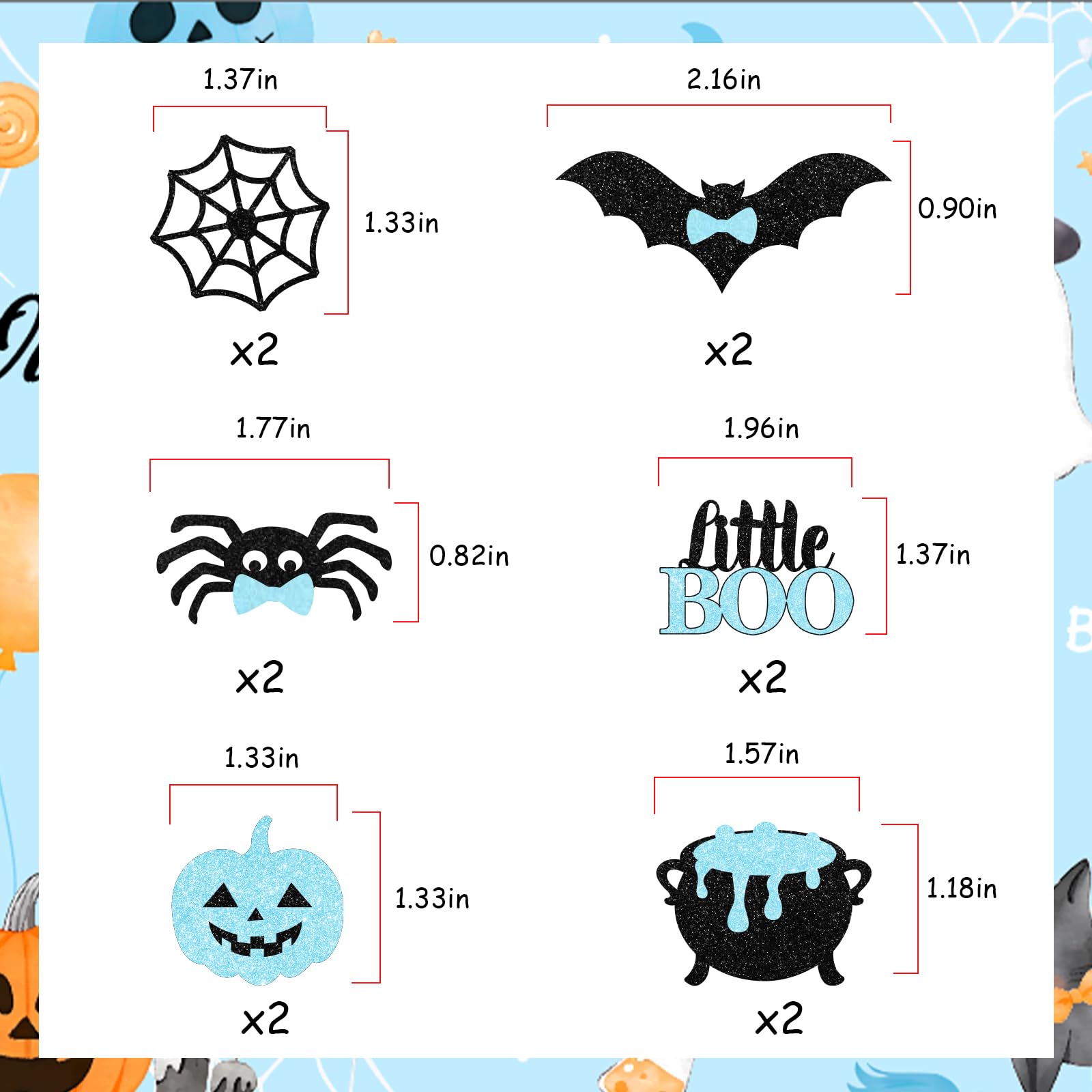 Fangleland Halloween Little Boo Ghost Cupcake Toppers Baby Shower Decorations for Boy, 36Pcs Blue and Black Dessert Table Cupcake Toppers Decors Gender Reveal Birthday Party Favor Supplies