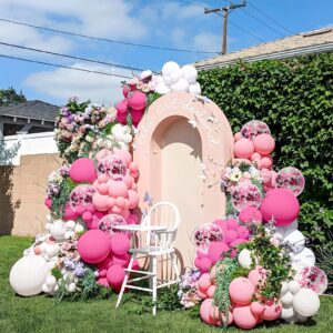 146 Pieces Rose Pink Balloon Garland Arch Kit Hot Pink Balloon Garland Kit White Balloons for Wedding Party Princess Theme Birthday Bridal Shower Decorations