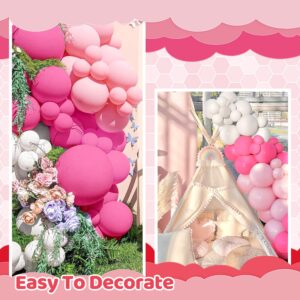 146 Pieces Rose Pink Balloon Garland Arch Kit Hot Pink Balloon Garland Kit White Balloons for Wedding Party Princess Theme Birthday Bridal Shower Decorations