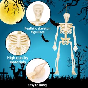 DULEFUN 8pcs Halloween Small Skeleton Glow in The Dark 6 Inch Luminous Mini Plastic Skeletons for Craft Halloween Hanging Décor Poseable Skeleton Toys Party Gifts Favors