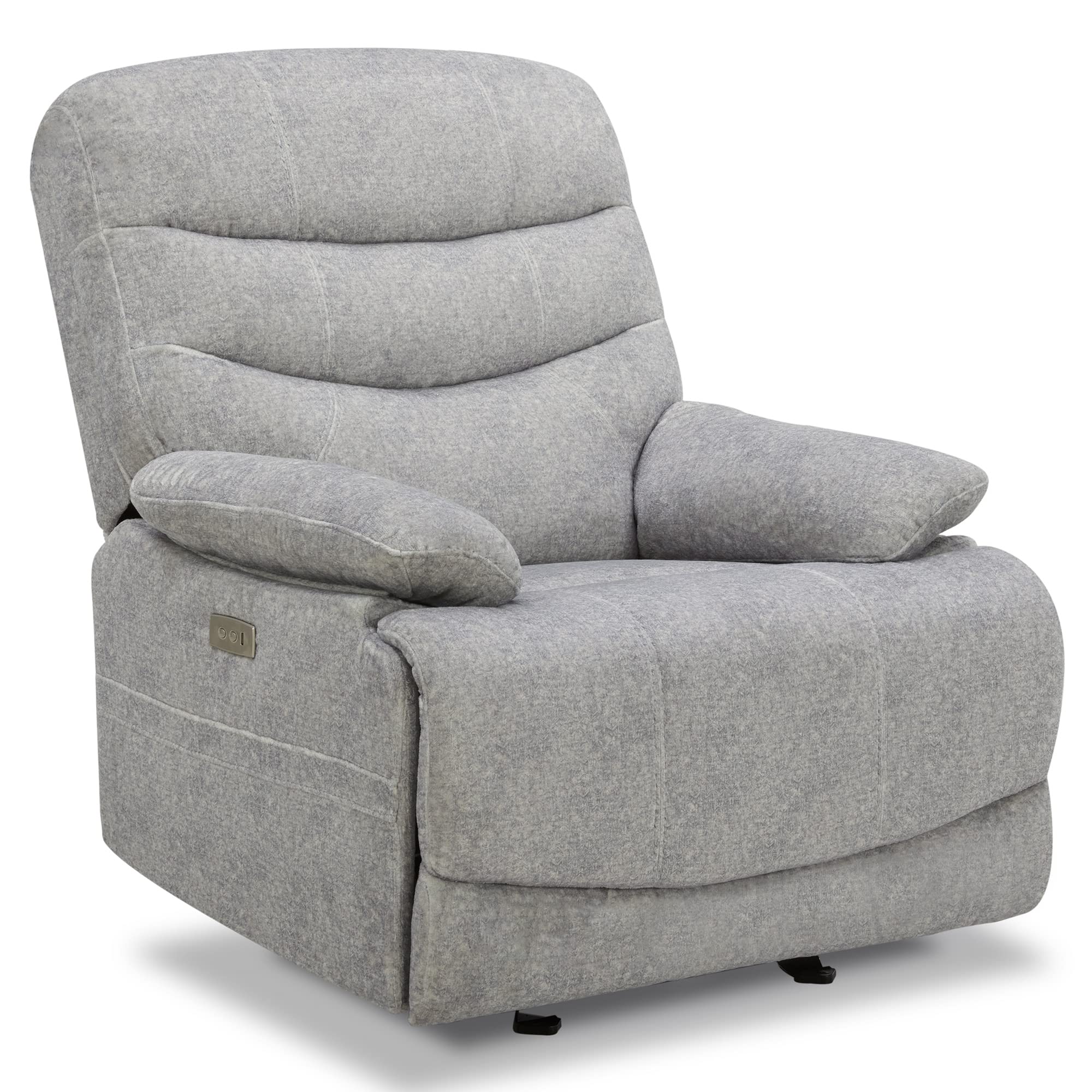 CHITA Power Recliner Chairs for Small Spaces, Glider Recliner Chair for Living Room with USB Charge Ports, Faux Fur, Light Grey