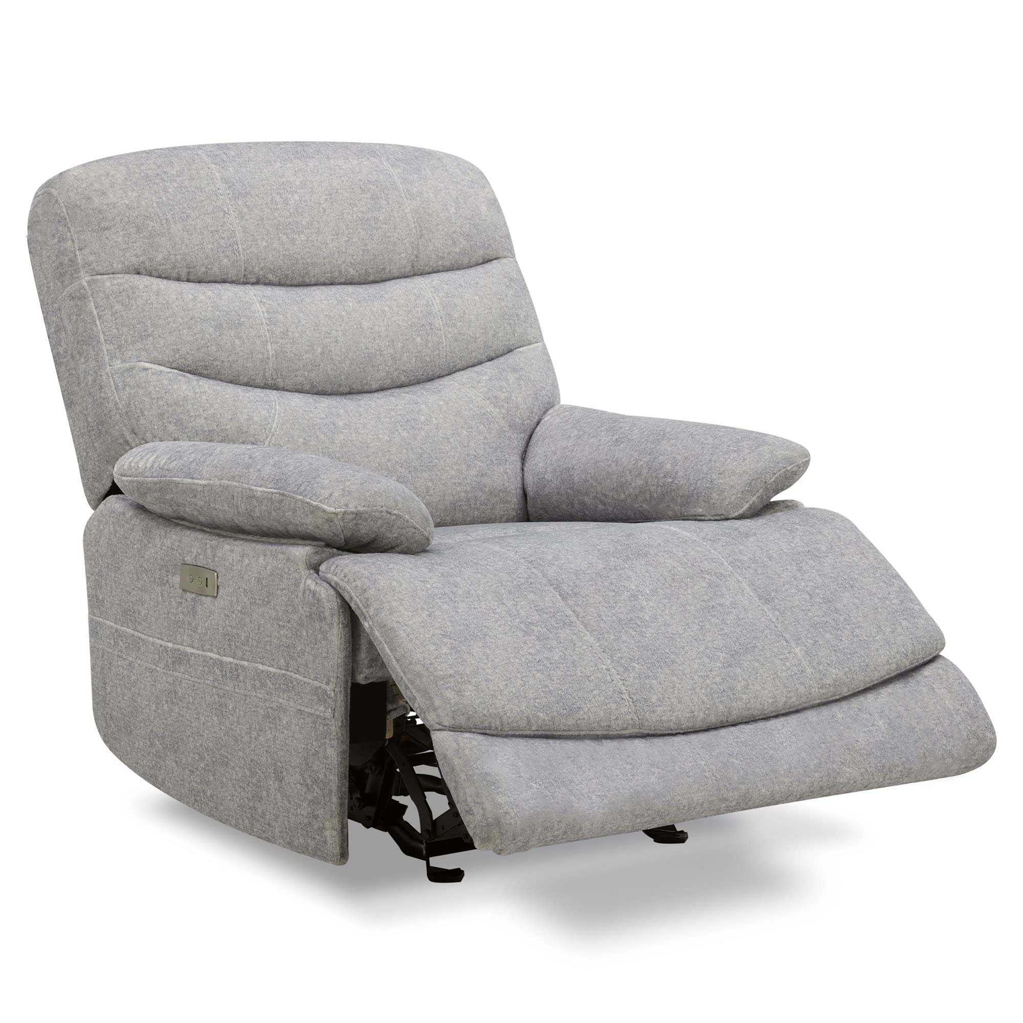 CHITA Power Recliner Chairs for Small Spaces, Glider Recliner Chair for Living Room with USB Charge Ports, Faux Fur, Light Grey