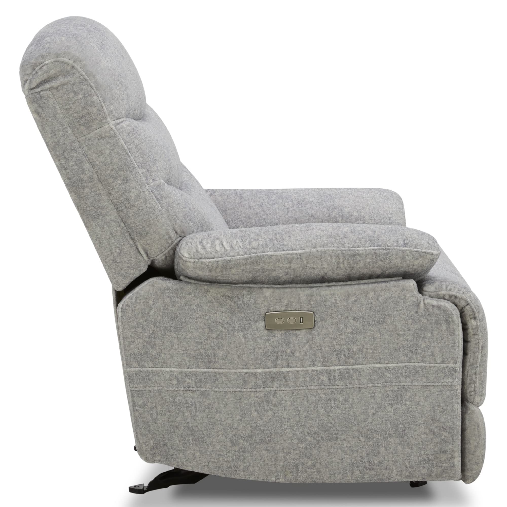 CHITA Power Recliner Chairs for Small Spaces, Glider Recliner Chair for Living Room with USB Charge Ports, Faux Fur, Light Grey