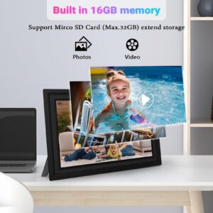 YEMSD 10.1" WiFi Digital Picture Frame, Auto-Rotate, 1280x800 HD IPS Touchscreen Digital Photo Frame, Wall Mountable, Share Photos and Videos Remotely via Frameo APP, Surprise Gifts (Black)