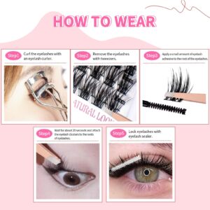 Lash Clusters, 40D-0.07-C Curl 8-16 Mix Diy Lash Lift Kit, Individual Lashes 144 Clusters False Eyelashes, Waterproof Lash Extension with Tweezer, Manga and Wispy Lash Clusters Diy at Home (YY2)