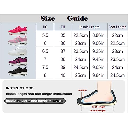 Lymeral Womens Walking Tennis Shoes, Slip On, Air Cushion,Mesh Upper, Lace Up Sport Shoes for Women, Pink, 8