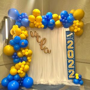 Royal Blue and Yellow Balloon Garland Kit, 100pcs Royal Blue and Yellow Balloon Arch Kit with Different Sizes 18/12/10/5 inch Balloons for Birthday Wedding Anniversary Bachelorette Party Decorations