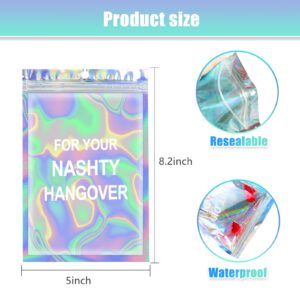 20Pcs Nashville Bachelorette Party Favors Hangover Kit Holographic NASHTY Bags-Bridal Shower,Cowgirl Birthday,Bach Party Recovery Kit Bags Only 5X7"