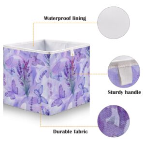 Kigai Flowers Butterfly Storage Baskets, 16x11x7 in Collapsible Fabric Storage Bins Organizer Rectangular Storage Box for Shelves, Closets, Laundry, Nursery, Home Decor