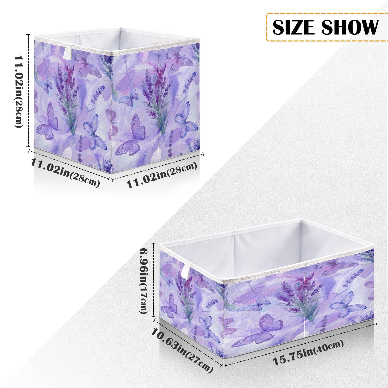 Kigai Flowers Butterfly Storage Baskets, 16x11x7 in Collapsible Fabric Storage Bins Organizer Rectangular Storage Box for Shelves, Closets, Laundry, Nursery, Home Decor