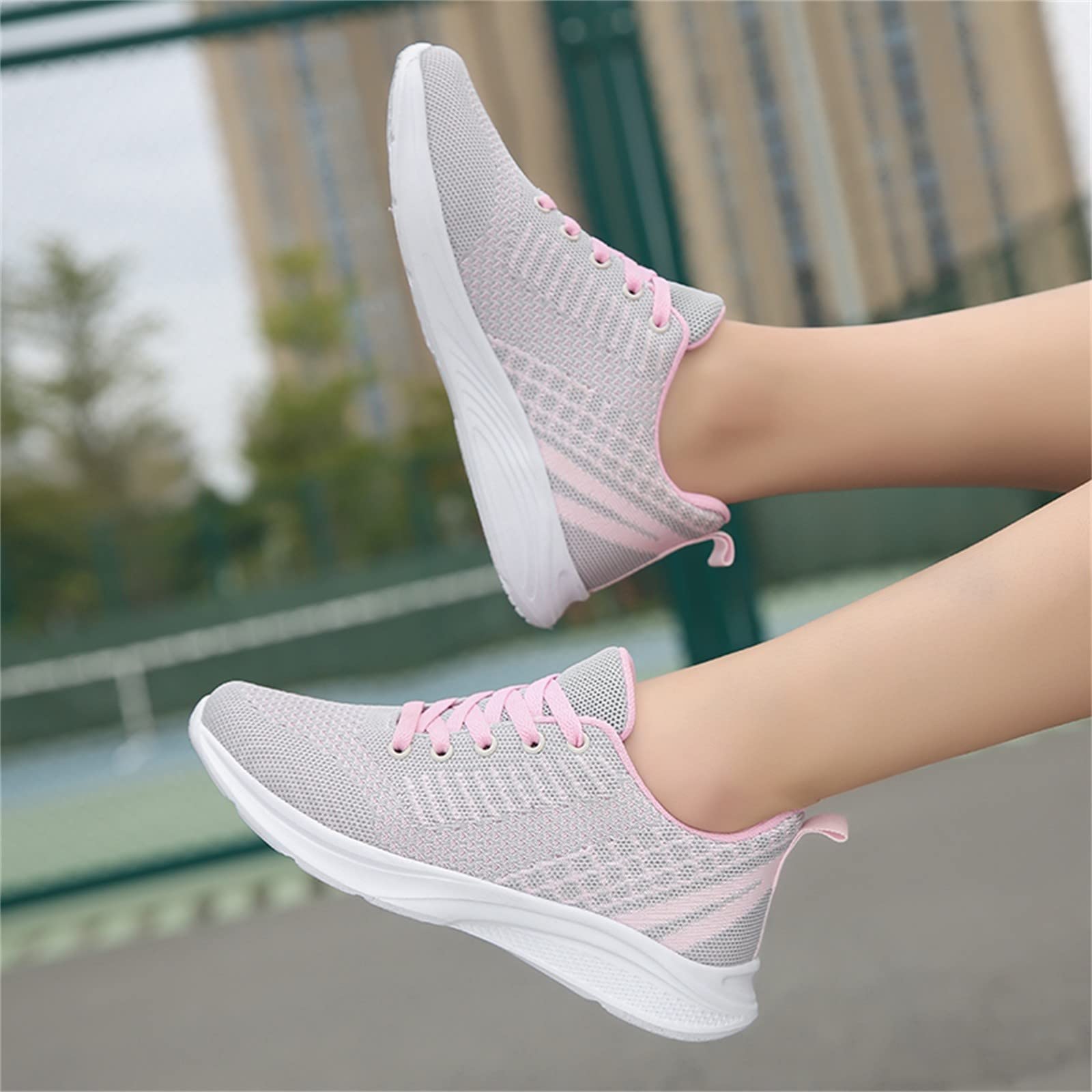 Women's Tennis Walking Shoes Sneakers Breathable Lightweight Casual Comfort Fashion Sneaker Size 6.511.5, Womens Shoes Sneakers Wide Lace Up Trendy White Sneakers For Women 2023 (Pink, 8.5)