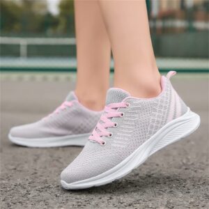 Women's Tennis Walking Shoes Sneakers Breathable Lightweight Casual Comfort Fashion Sneaker Size 6.511.5, Womens Shoes Sneakers Wide Lace Up Trendy White Sneakers For Women 2023 (Pink, 8.5)