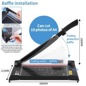 Paper Cutter,Laser Positioning Paper Cutter,Paper Cutter Guillotine with Safety Blade Lock 12” 10 Sheet Capacity, Paper Trimmer with Metal Base Paper Cutting Board for Home, Office,School