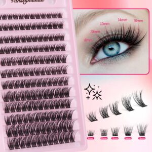 Lash Extension Kit 144Pcs Lash Clusters DIY Eyelash Extension Kit D Curl Fluffy Cluster Lashes Wispy Individual Lashes with Long Lasting Lash Bond and Seal and Lash Tweezers for Lash Extension at Home