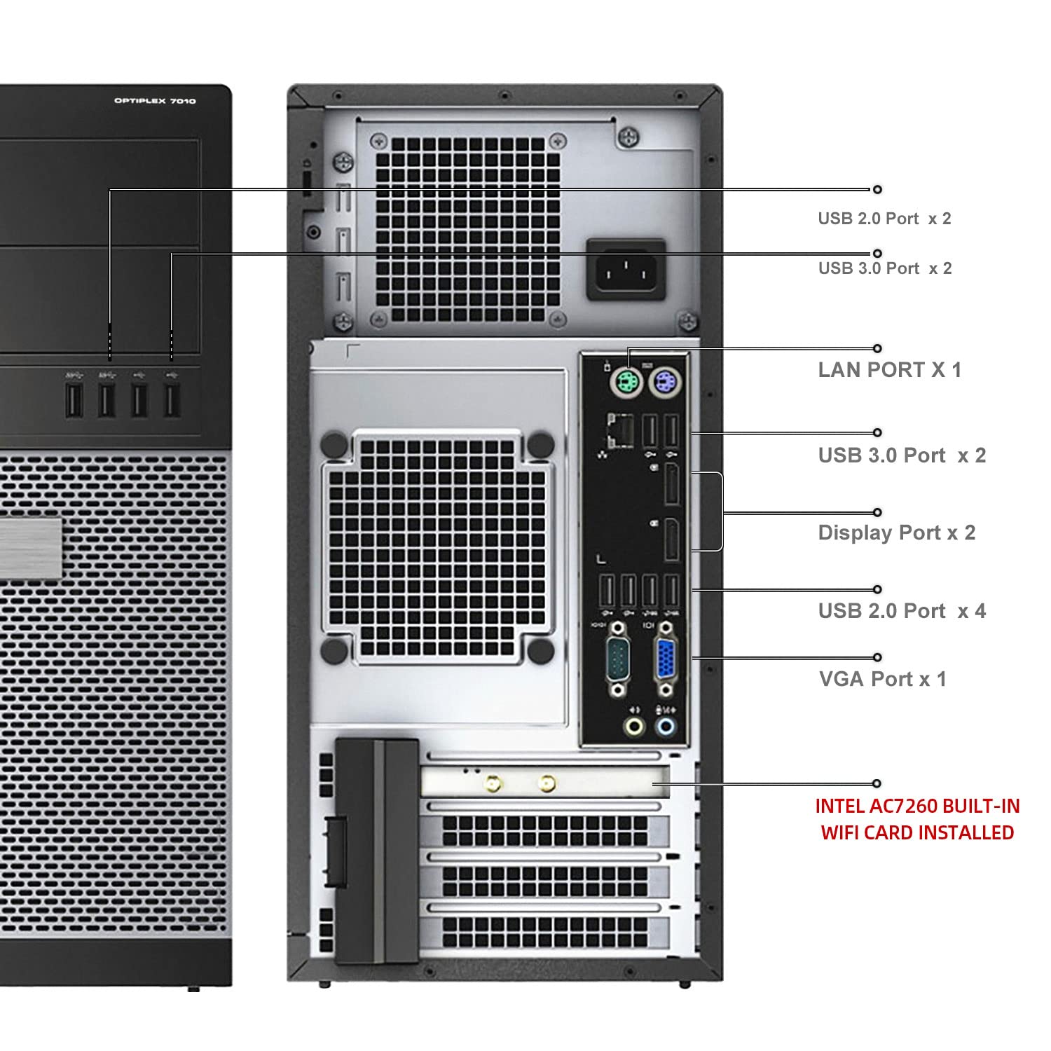 Dell OptiPlex 7010 Tower Computers with 24 inch Monitor,Intel i7,16GB Ram New 512GB SSD+2TB HDD Refurbished Desktop Computer