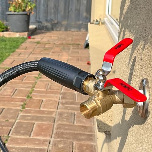 HQMPC Garden Hose Y Valve Hose Splitter Brass Hose Splitter with Solid Brass Handle Brass Y Valve Water Garden Hose Adapter 2 Way Y Valve 3/4" GHT Thread